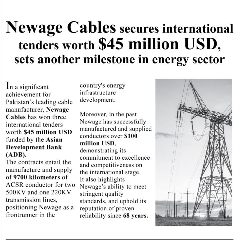 Newage Cables No. 1 cables in Pakistan– Largest Cable & Conductor ...